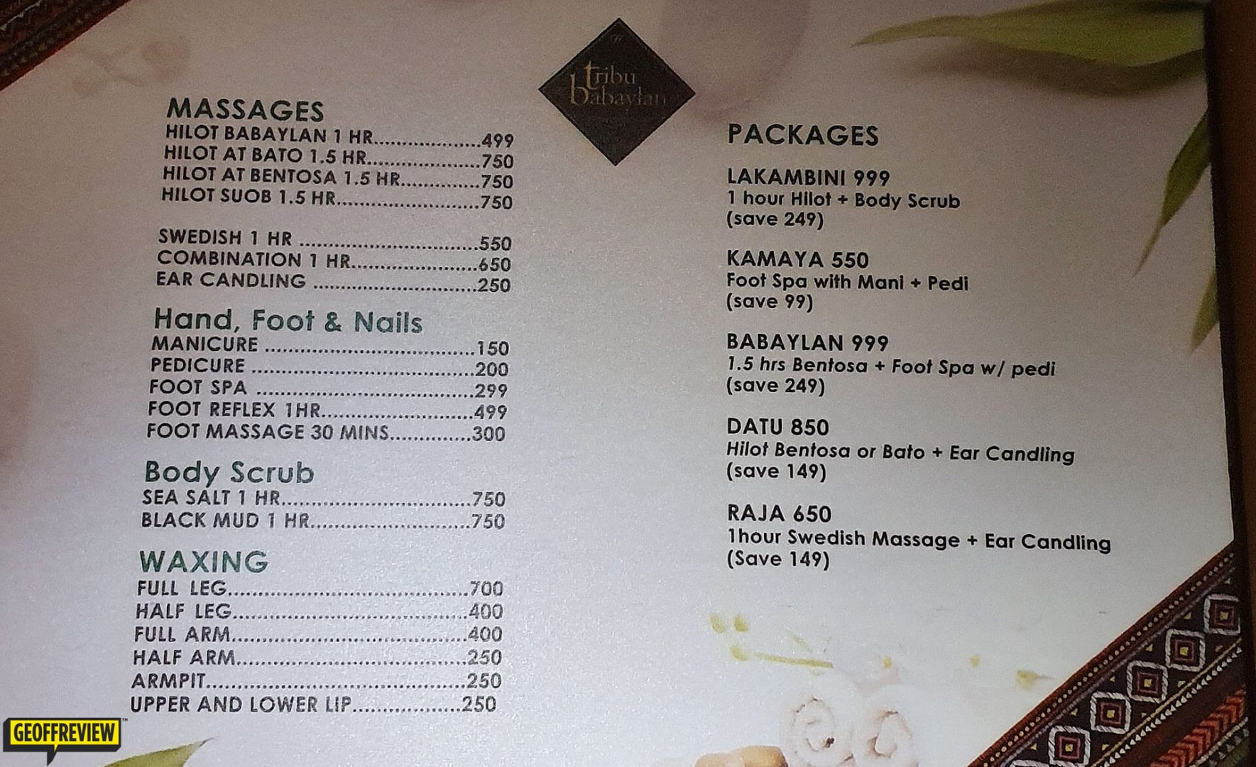 Tribu Babaylan Review (Buffet and Spa by Chef Laudico) - Geoffreview